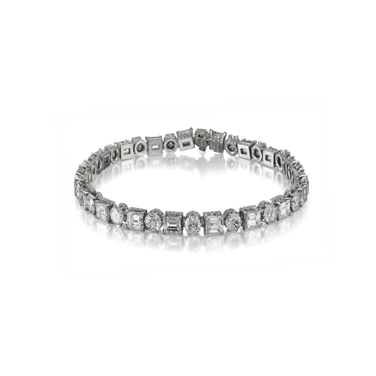 Mixed Cut Diamond Tennis Bracelet
